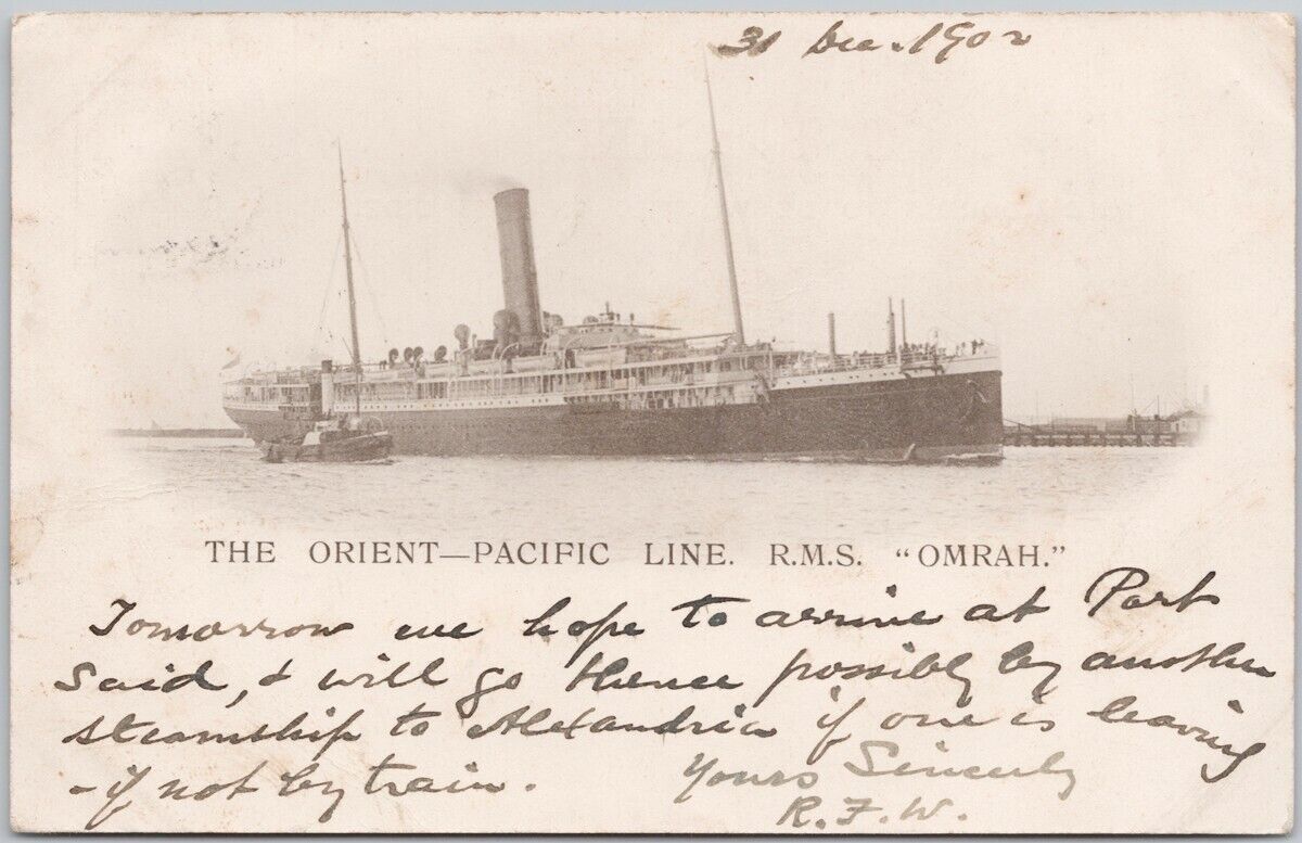 RMS 'Omrah' The Orient Pacific Line Ship Steamship Paquebot PM 1903 ...