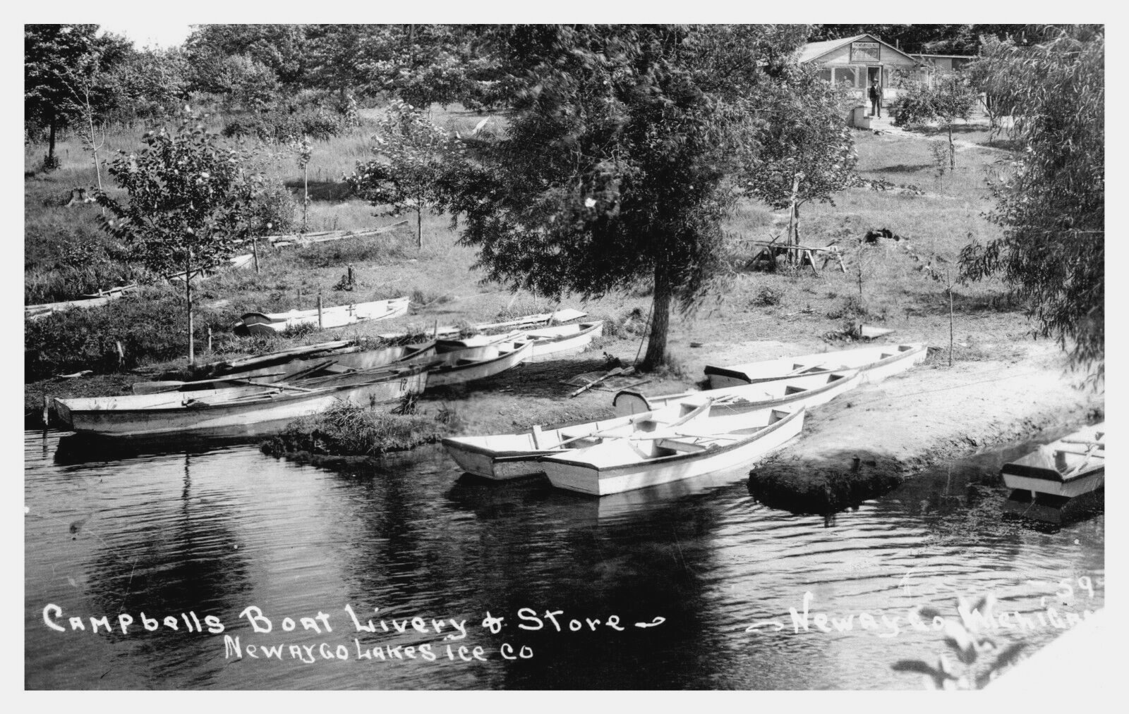 Newago Michigan Campbell's Boat Livery Store Newago Ice Company Boats ...