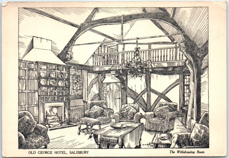 Postcard - The Withdrawing Room, Old George Hotel - Salisbury, England ...