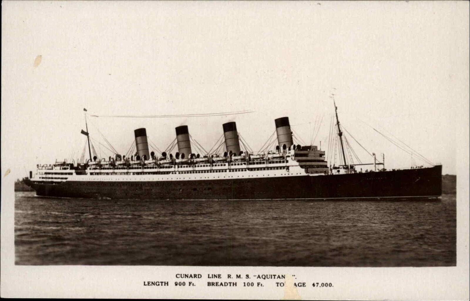 Vintage RPPC Cunard Line RMS Aquitan STEAMER SHIP STEAMSHIP Real Photo ...