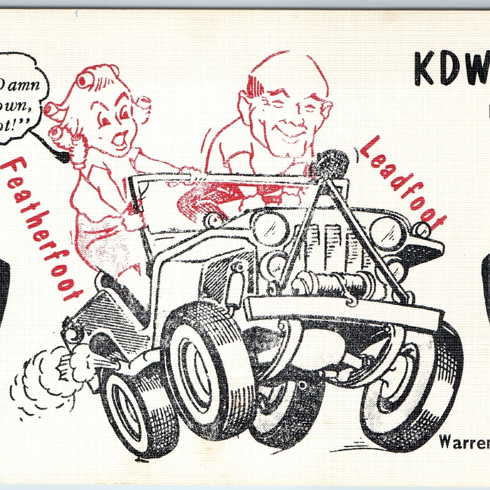c1970s Warren, OR Hot Rod Mower Car Comic Art QSL Radio Card Leadfoot ...