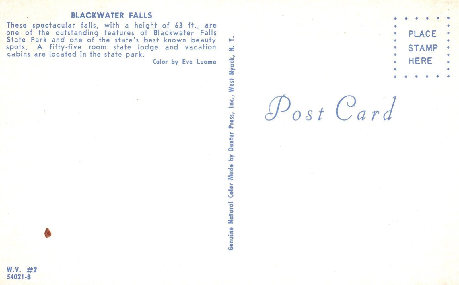 Vintage Postcard Blackwater Falls Waterfalls State Park Tucker Co. West ... Vintage Postcard Blackwater Falls Waterfalls State Park Tucker Co. West ...