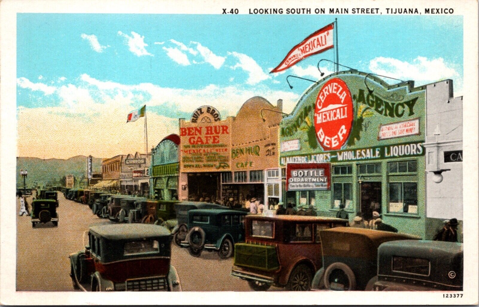 Postcard Looking South on Main Street in Tijuana, Baja California ...