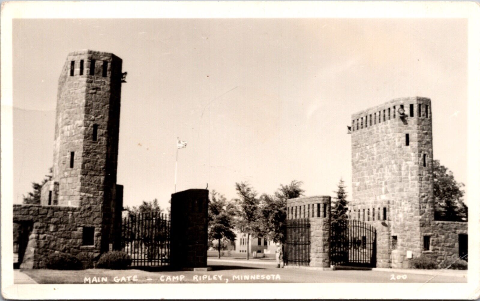 Real Photo Postcard Main Gate at Camp Ripley, Minnesota | United States ...