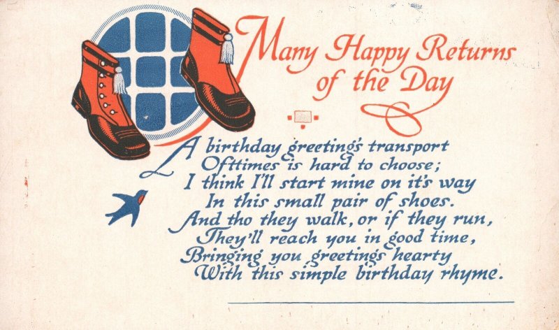 Many Happy Returns Of The Day Birthday Greetings Message Card Vintage ...