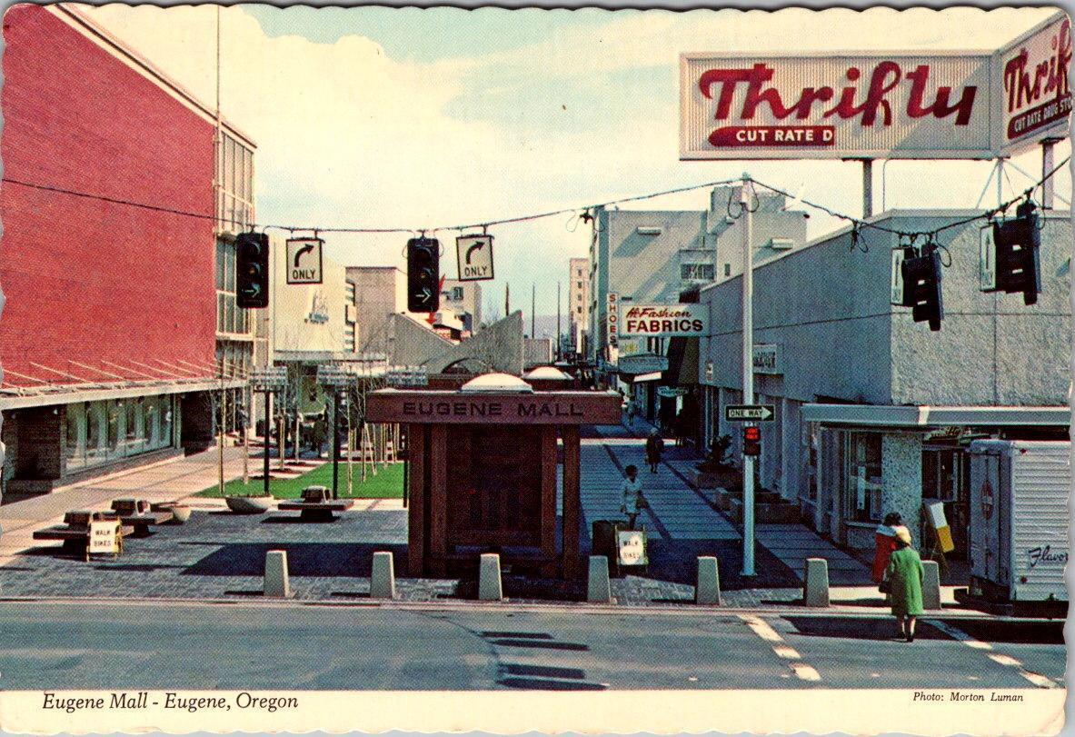 2~4X6 Postcards Eugene OR, Oregon OUTDOOR SHOPPING MALL~Thrifty ...