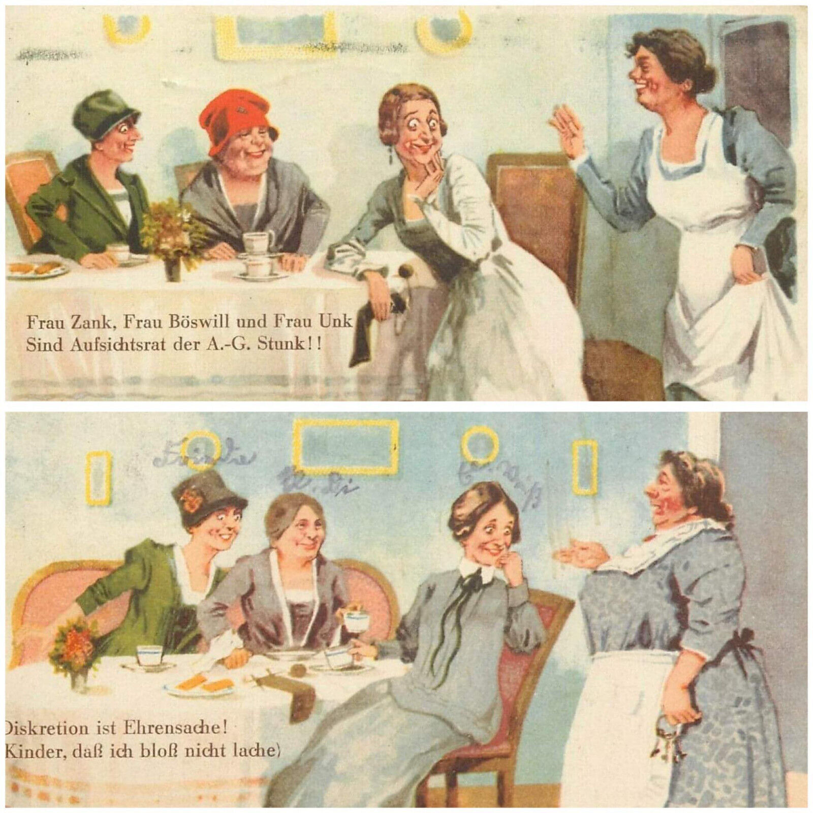 German humor wives gossip caricatures supervisory board New Year 1940 ...