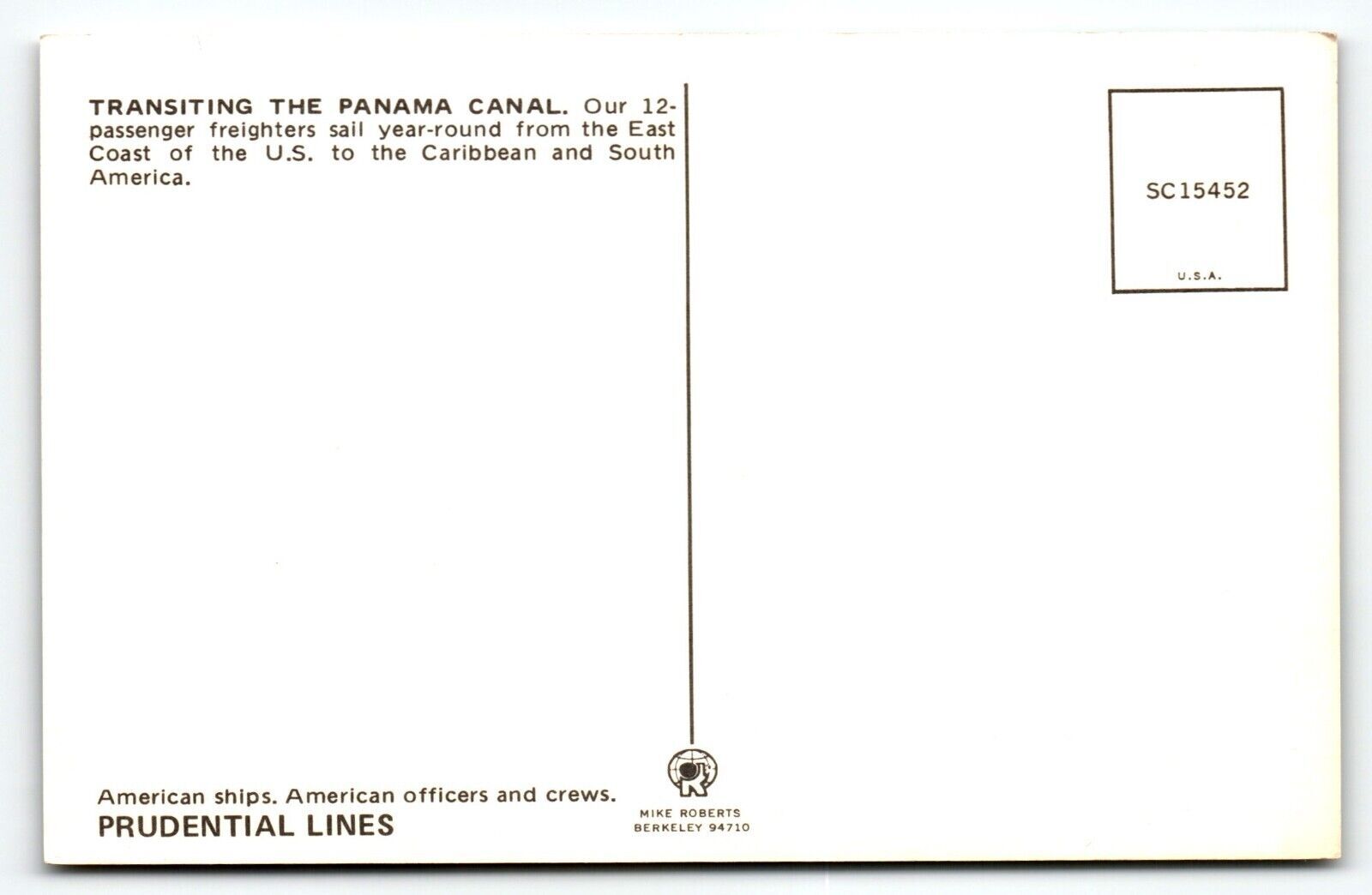 Prudential Lines Ship Boat Postcard Panama Canal Chrome Mike Roberts ...