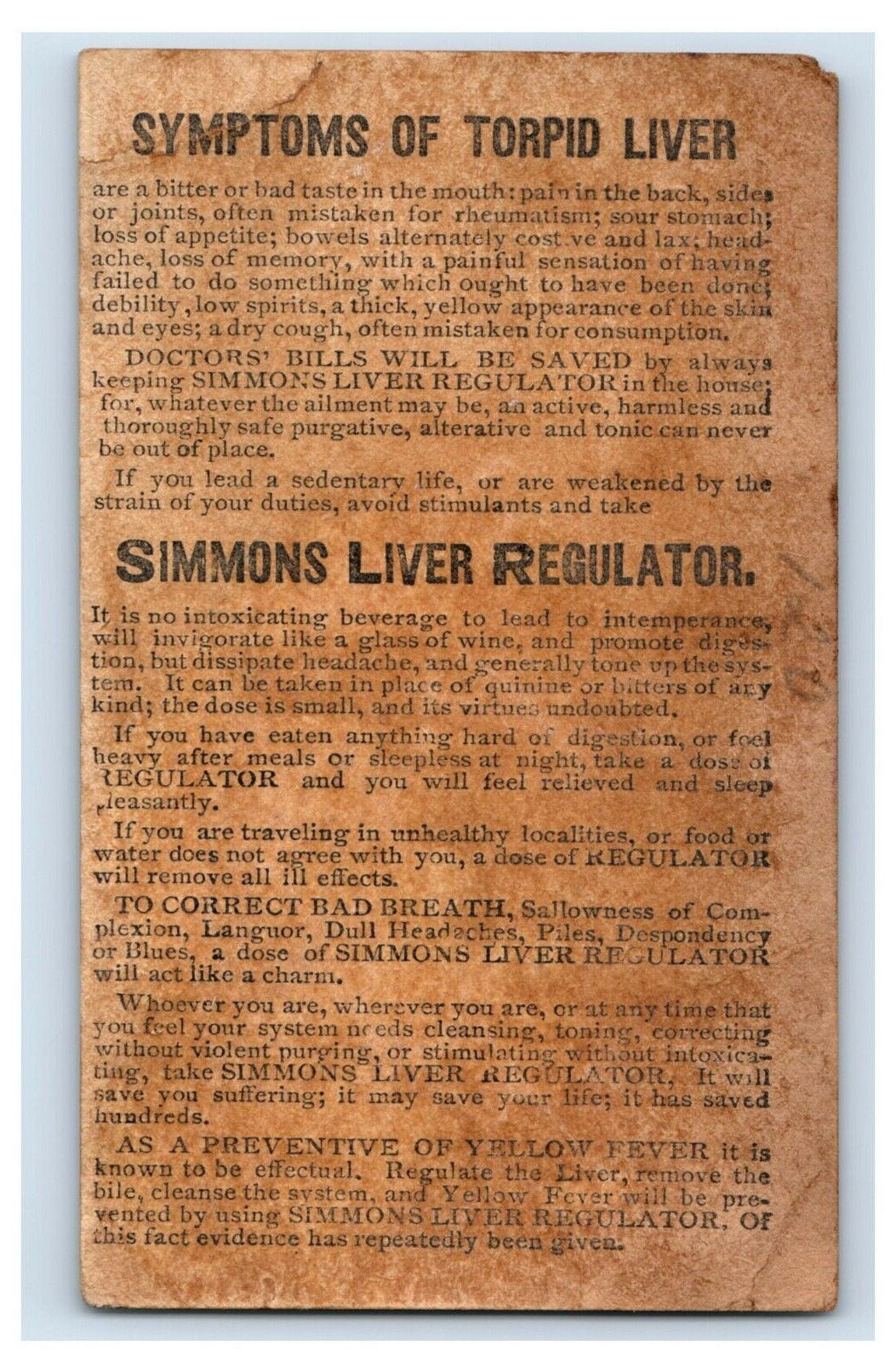 1880s Simmons Liver Regulator Puzzle Card Hidden Pictures Quack Med ...