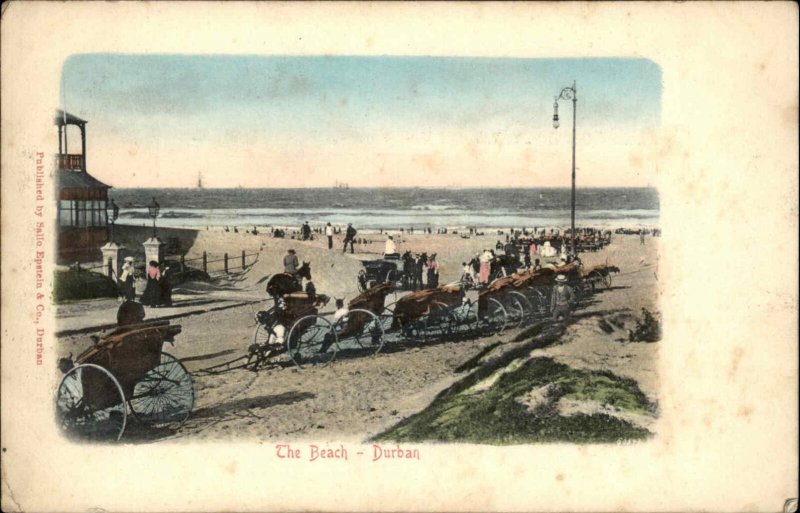 Durban South Africa The Beach Rickshaw c1900s-20s Postcard | Africa ...