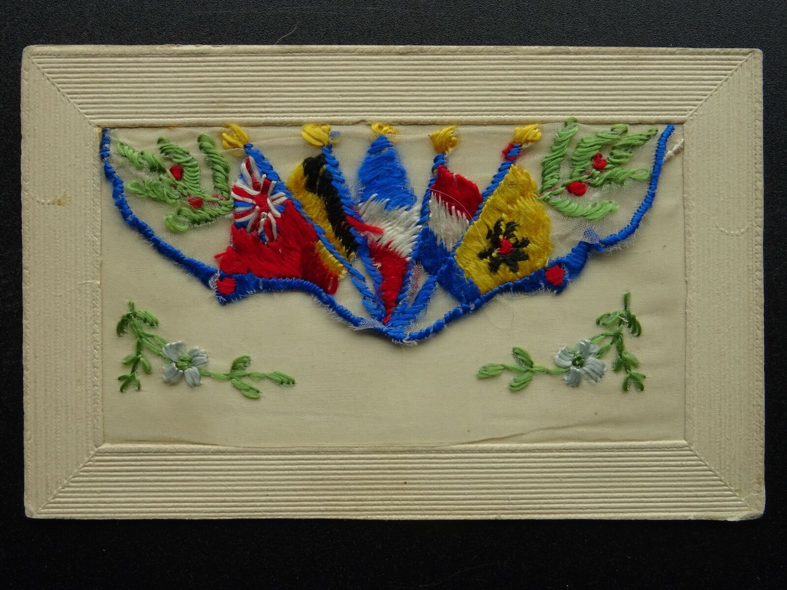 WW1 1916 Embroidered Silk Postcard TO MARY Message "Been into a Town ...