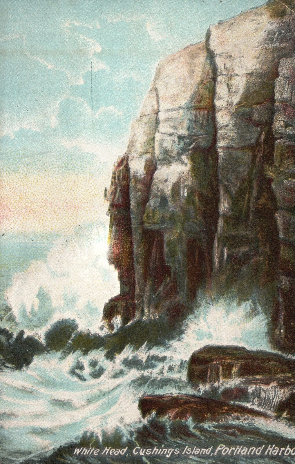 Vintage Postcard Whitehead Cushing's Island Portland Harbor Ocean Waves ...