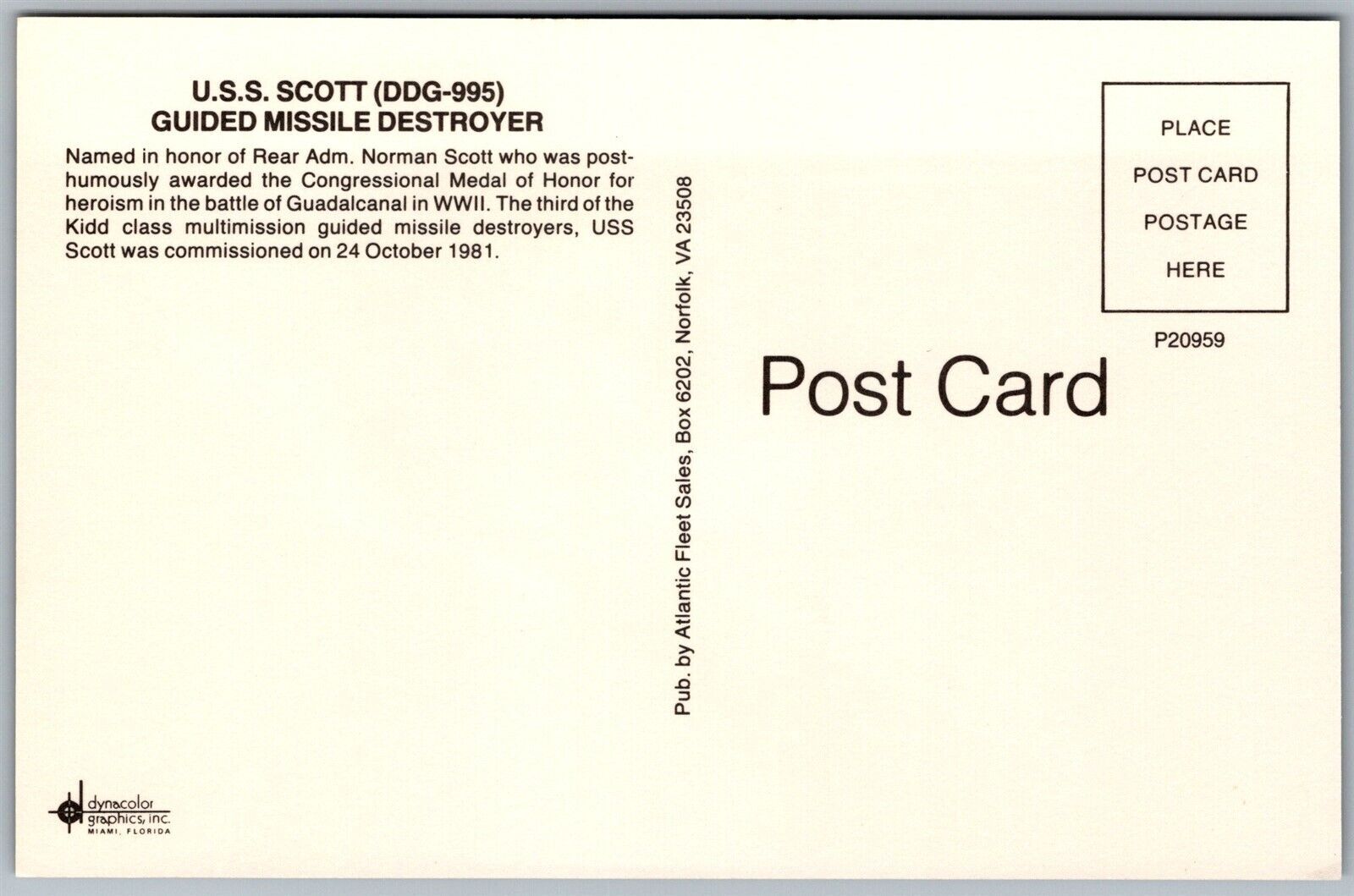 Vtg U.S.S. Scott DDG-995 Guided Missle Destroyer 1970s Chrome View ...