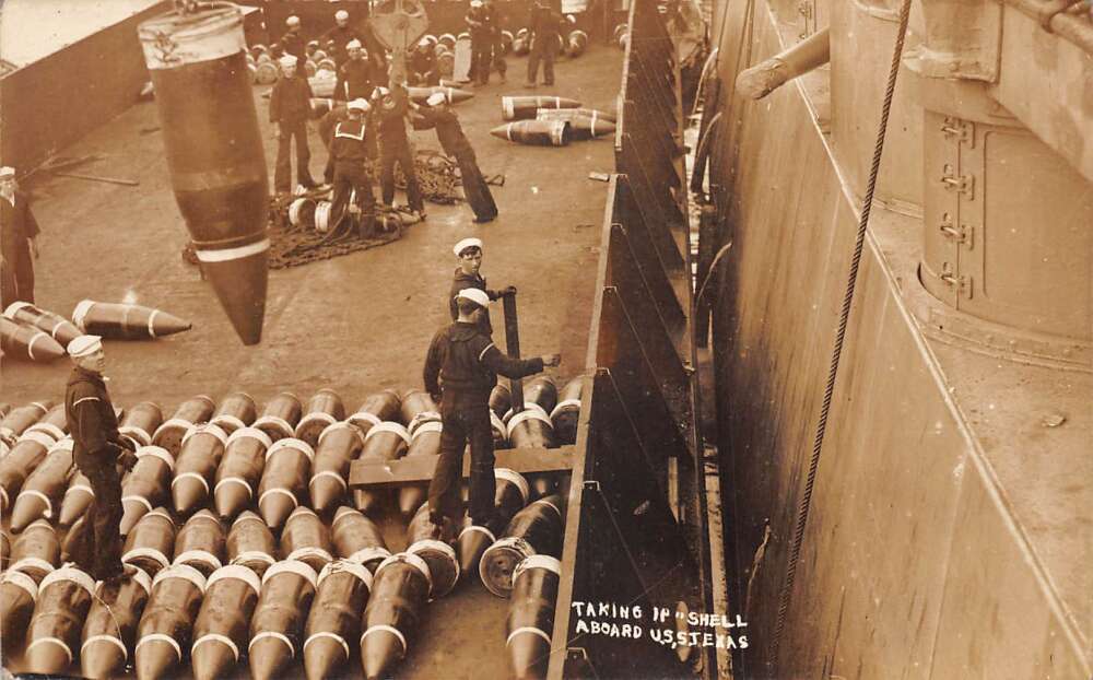 USS Texas Loading Shells on Ship Military Navy Real Photo Postcard ...