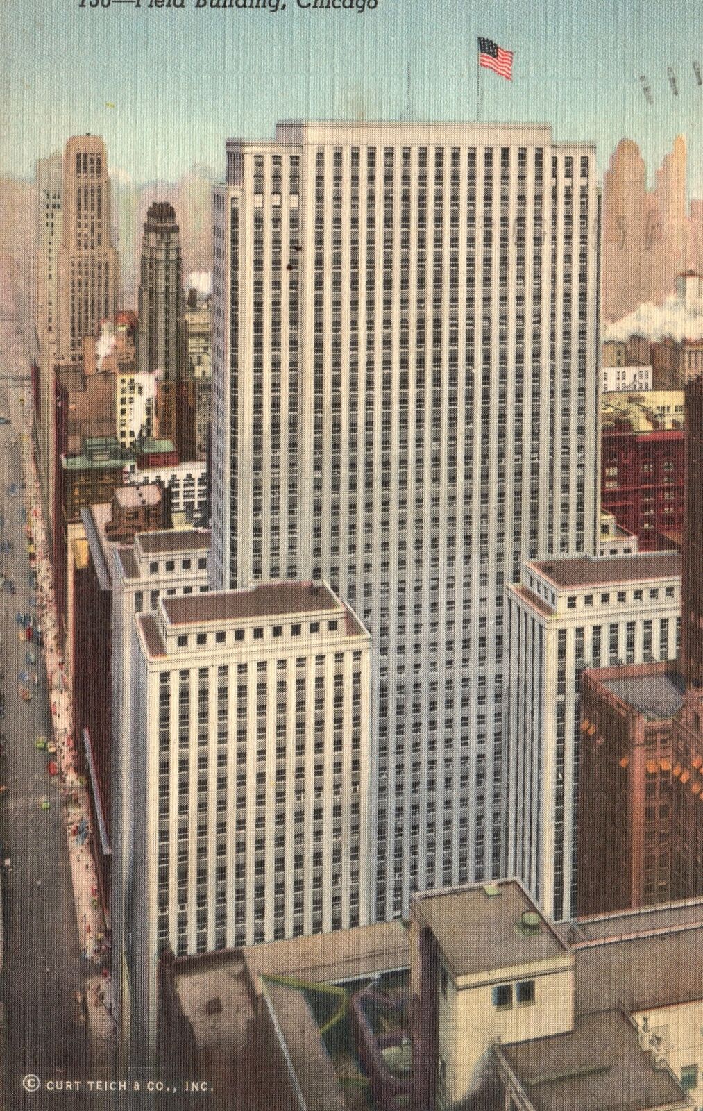 Vintage Postcard 1946 Largest Office Field Building Lasalle Clark St ...