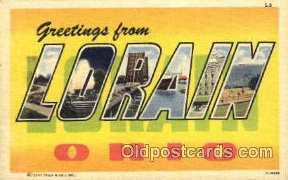 Greetings From Lorain, Ohio, USA Large Letter Town Unused light wear ...