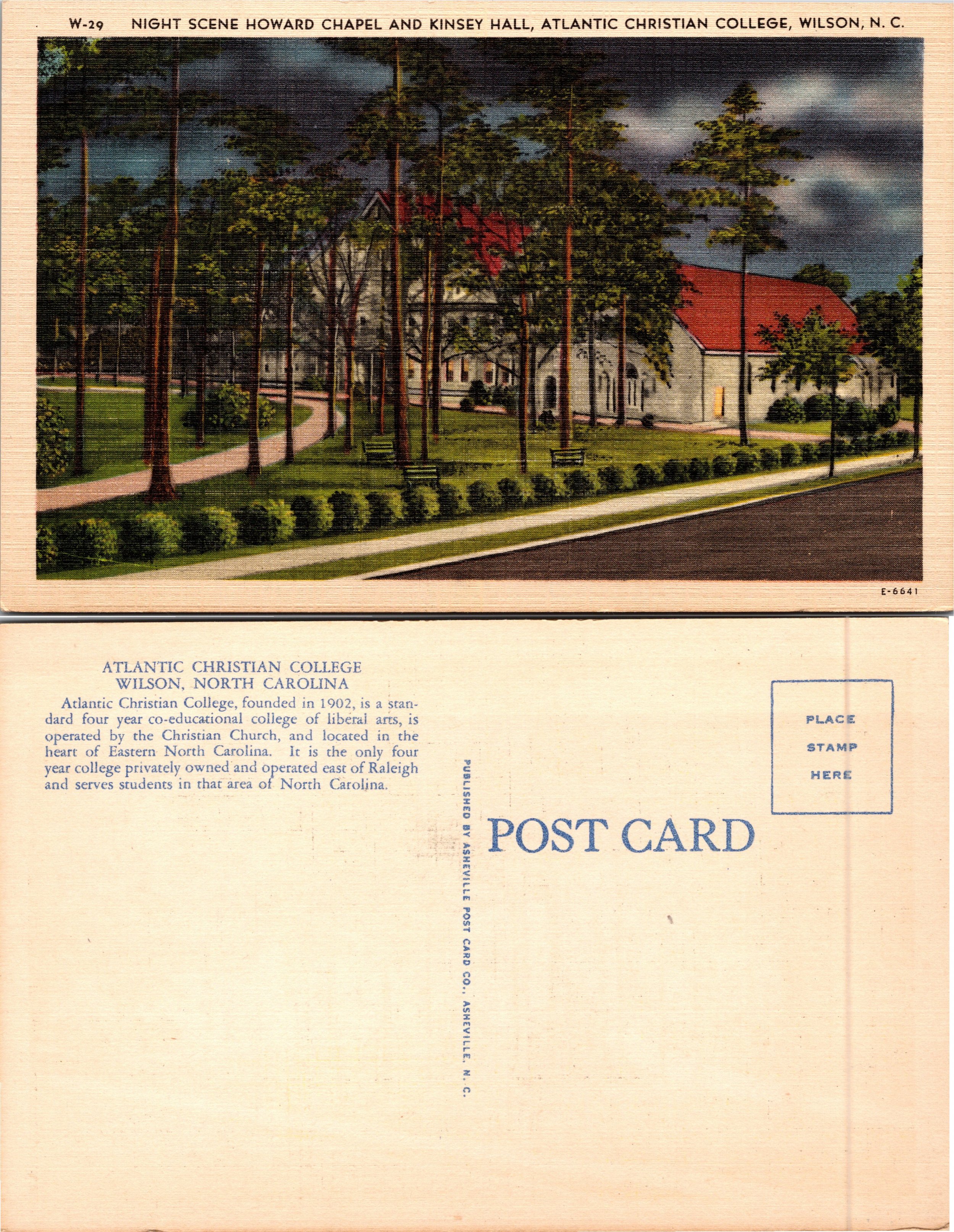 Night Scene Howard Chapel and Kinsey Hall, Atlantic Christian Collage ...