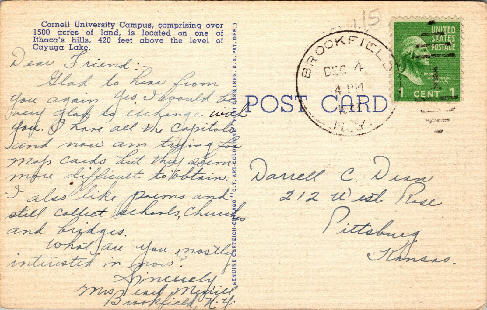 Vtg 1930s Cornell University Campus & Cayuga Lake Aerial View Ithaca NY ...