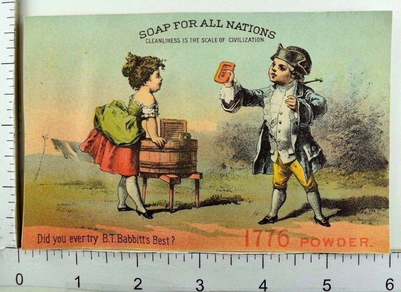 B.T Babbitt's 1776 Powder Soap Colonial Boy & Girl Poem "The Man" *I ...