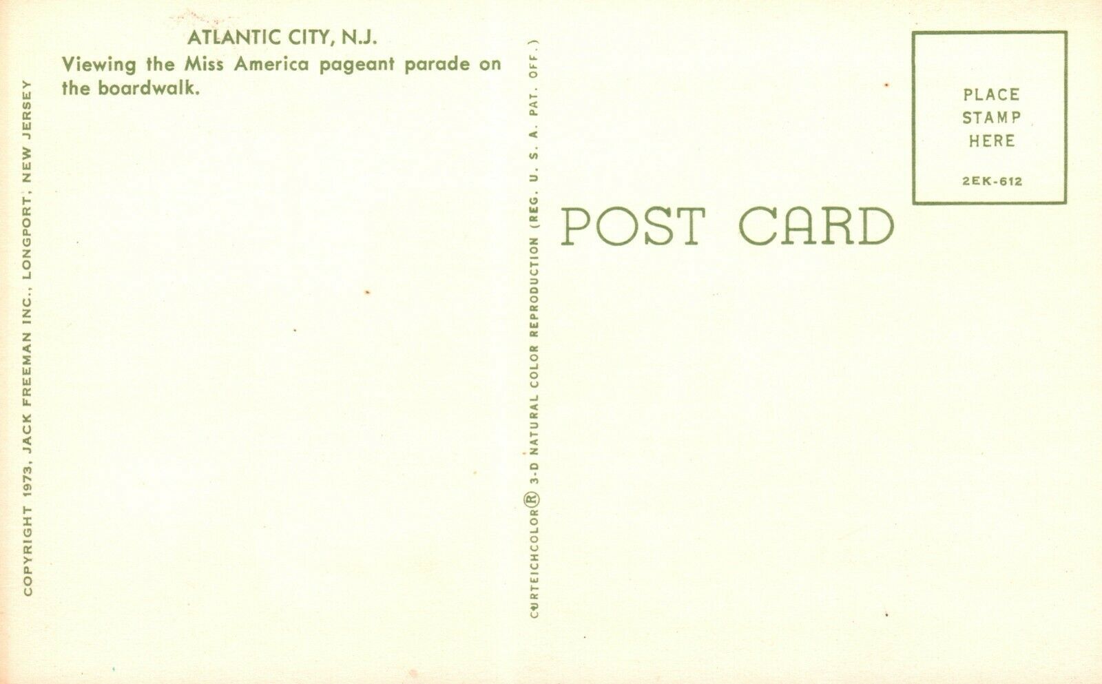 Vintage Postcard Miss America Pageant Parade on Boardwalk Atlantic City ...