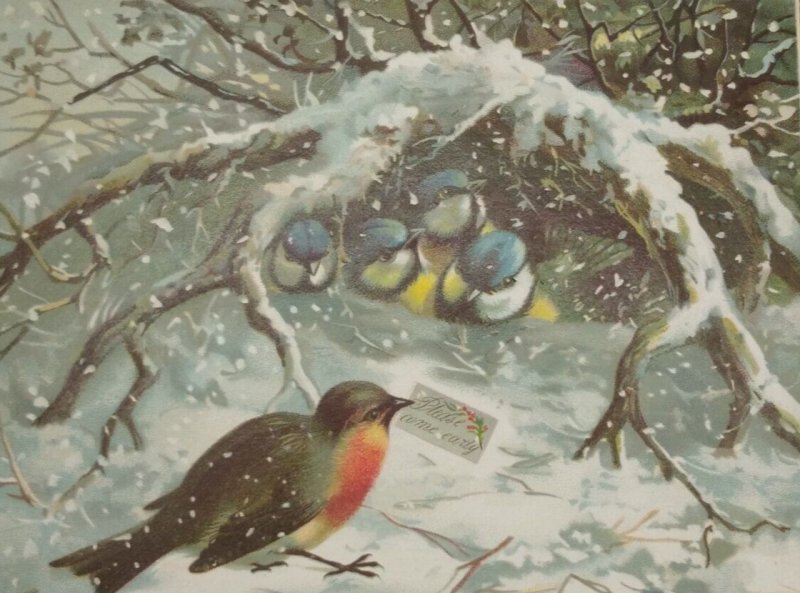 1880s - 90s Robin's Party Invitation Birds Victorian Christmas ...