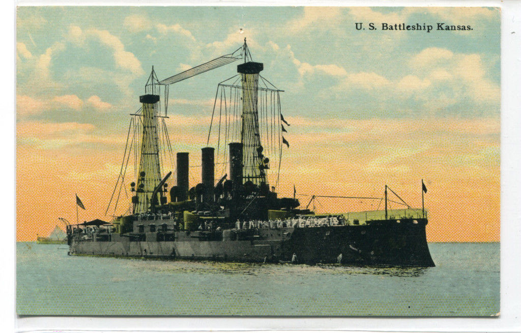 USS Kansas US Navy Battleship Ship 1910c postcard | Topics ...