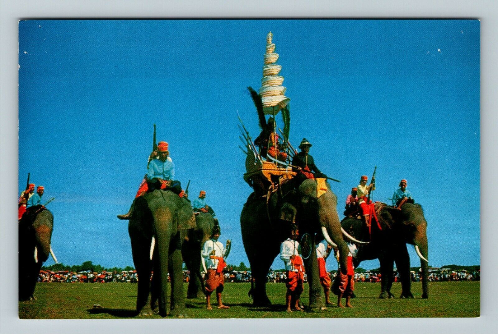 Ancient Battle Elephants Showing At Surin Thailand Chrome Postcard ...
