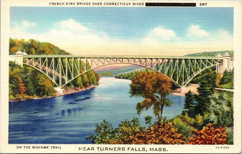 French King Bridge Over Connecticut River Turners Falls MA Linen ...