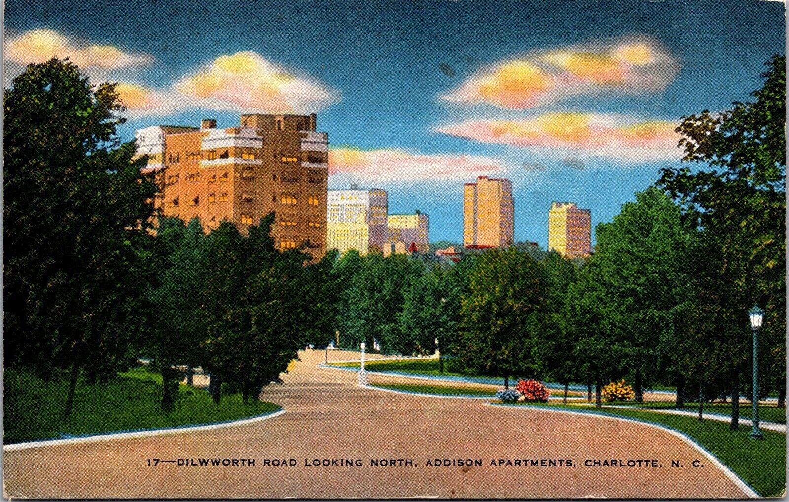Vtg Charlotte North Carolina NC Dilworth Road Addison Apartments 1940s ...