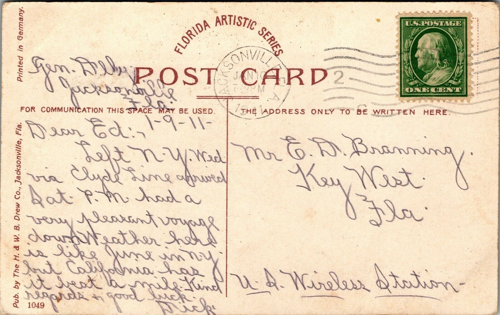 Vtg Jacksonville FL Residence Section Corner of Laura & Ashley Street ...