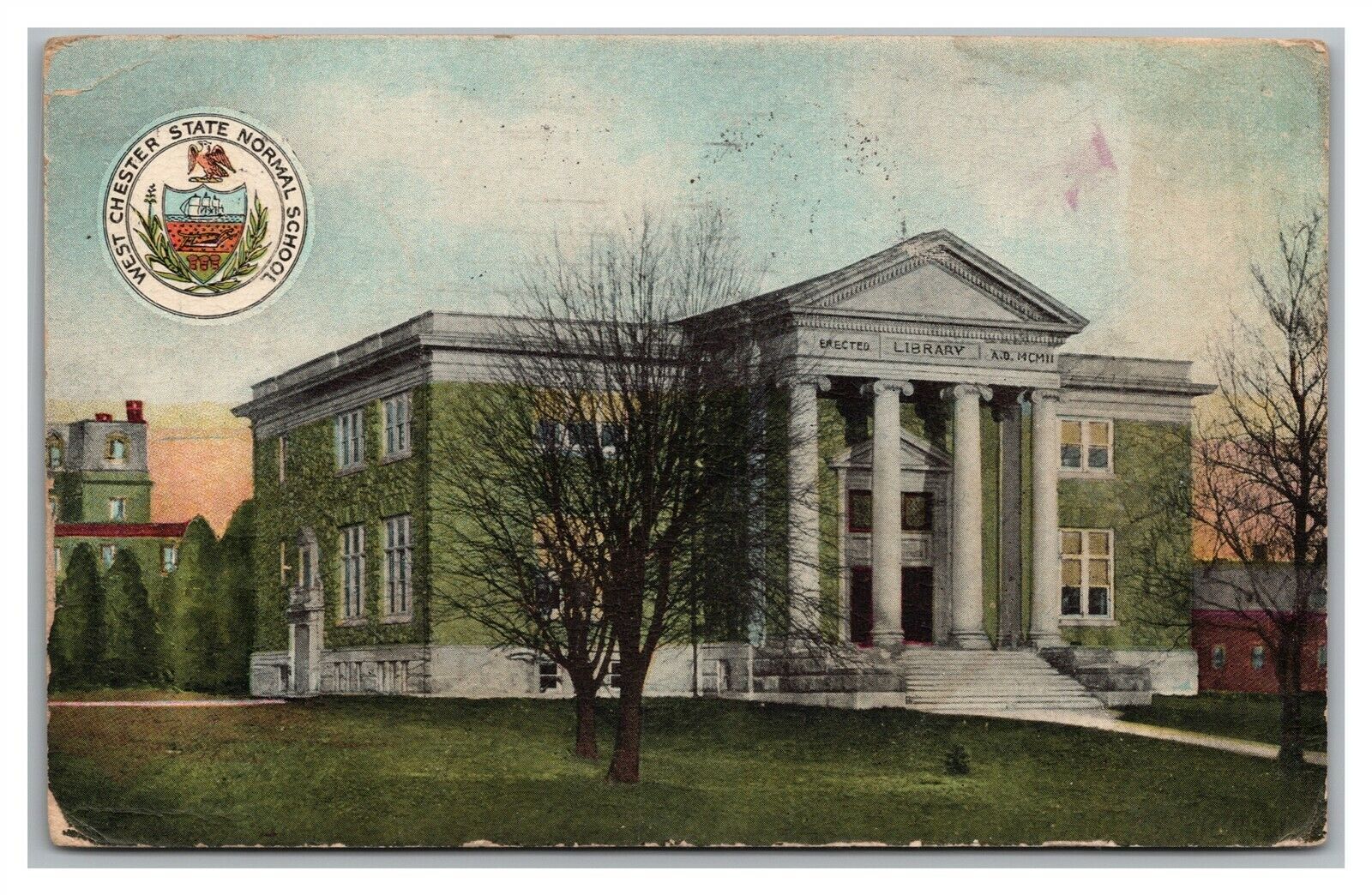 Postcard PA Pennsylvania West Chester State Normal School Library Ryde ...