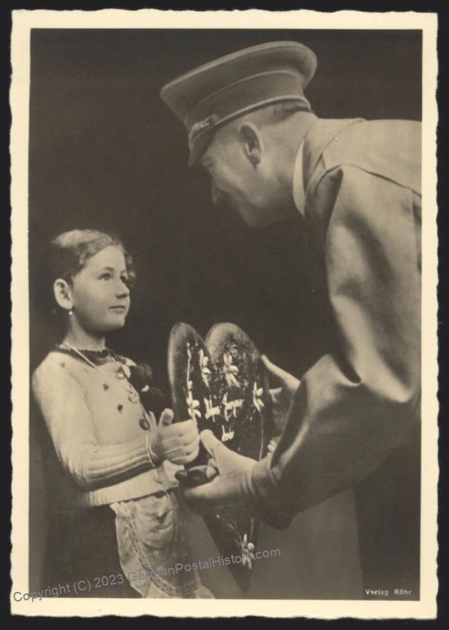 3rd Reich Germany Hitler Stealing Heart From Little Girl Rohr RPPC ...