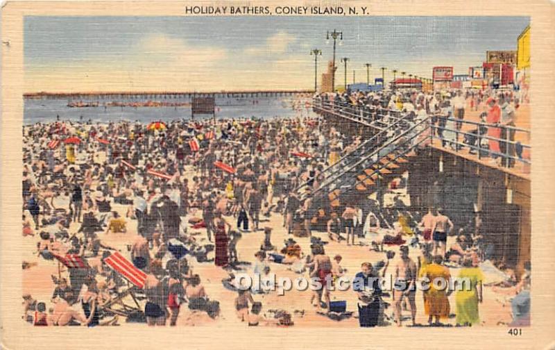 Holiday Bathers Coney Island, New York, NY, USA Amusement Park Postcard ...