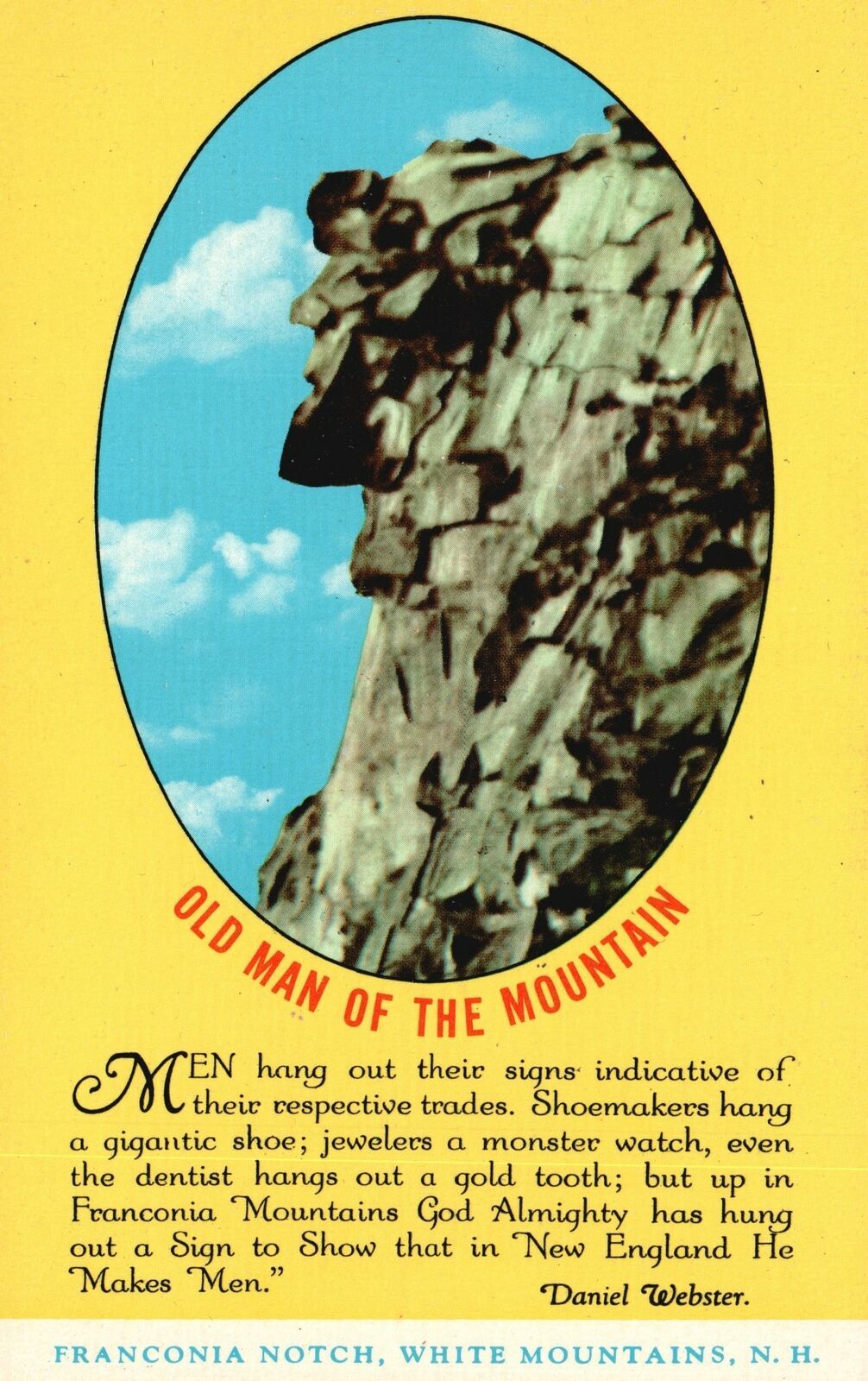 Postcard Old Man of Mountain Formed During Ice Age Franconia Notch New ...