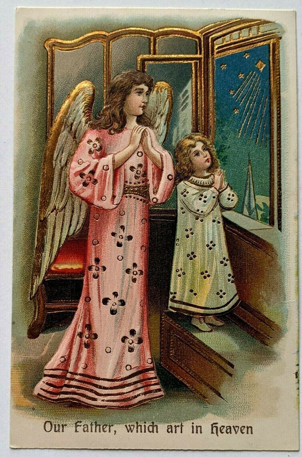 1900s Our Father Which Art In Heaven Angels Praying Postcard Lord's ...
