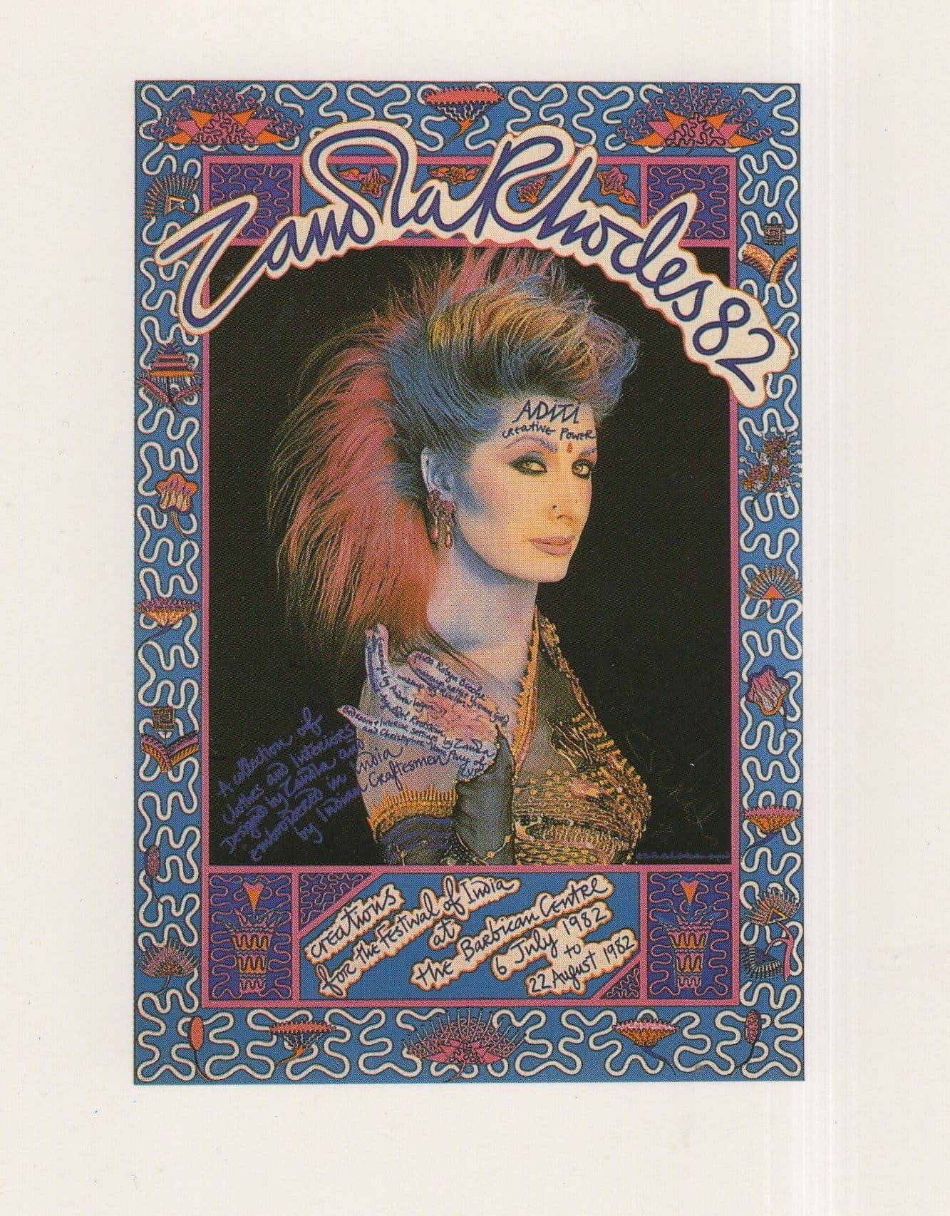 The Art Of Zandra Rhodes Fashion Designer 1984 Book Launch Postcard ...