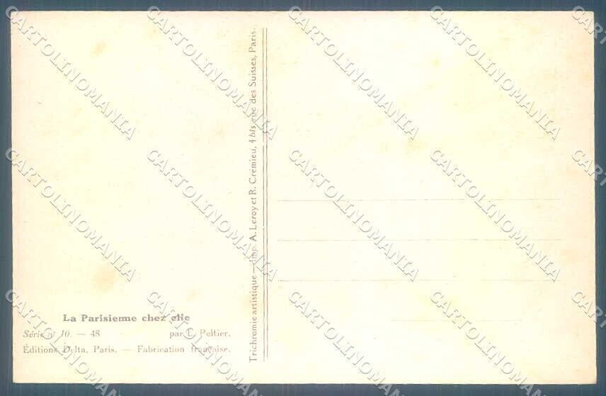 Artist Signed Peltier Risque Lady La Parisienne Chez Elle serie 10-48 ...