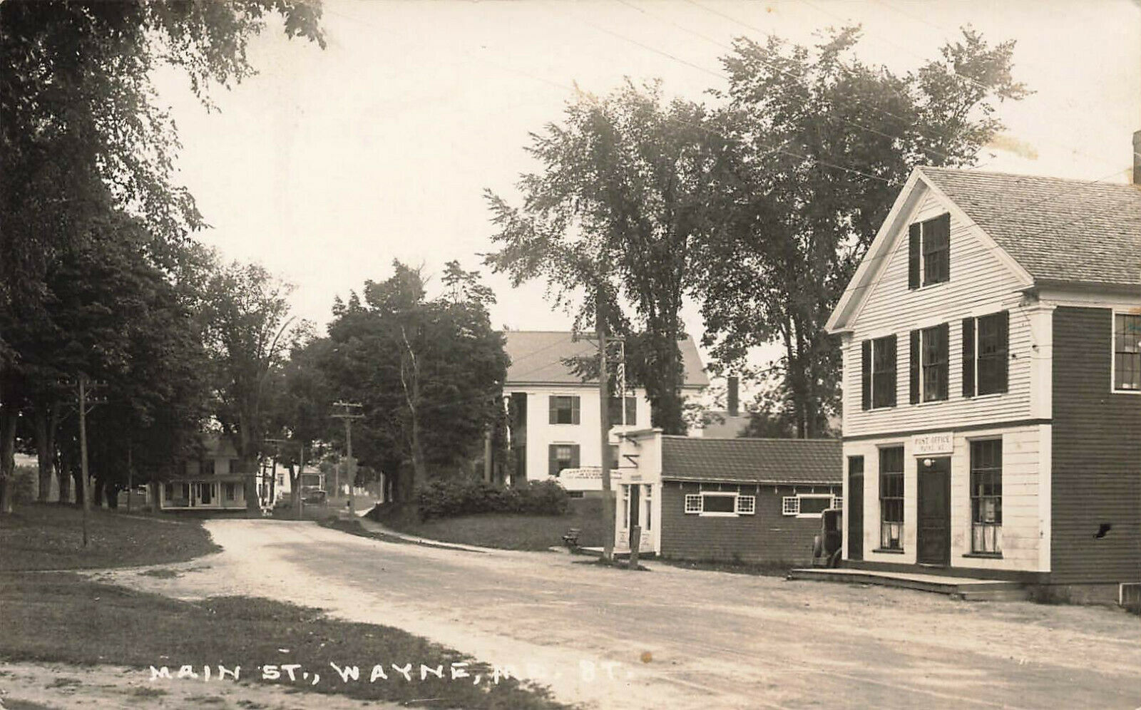 Wayne ME Main Street Post Office Street View Real Photo Postcard ...