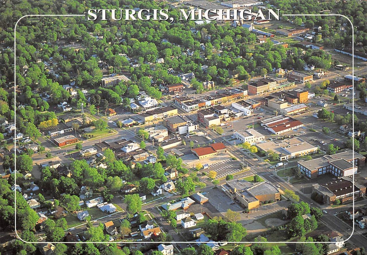 2~4X6 Postcards Sturgis, MI Michigan STREET SCENE~Strand & BIRD'S EYE ...