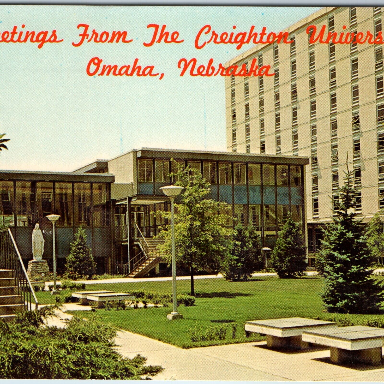 1970 Omaha NE Greetings Creighton University Deglman Swanson Hall PC ...