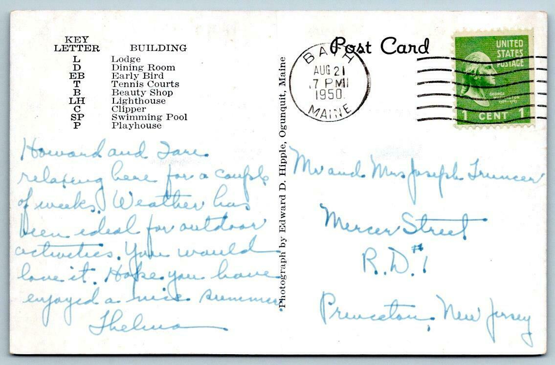 1950 Sebasco Estates Lodge & Cottages Maine Arial View Lighthouse ...