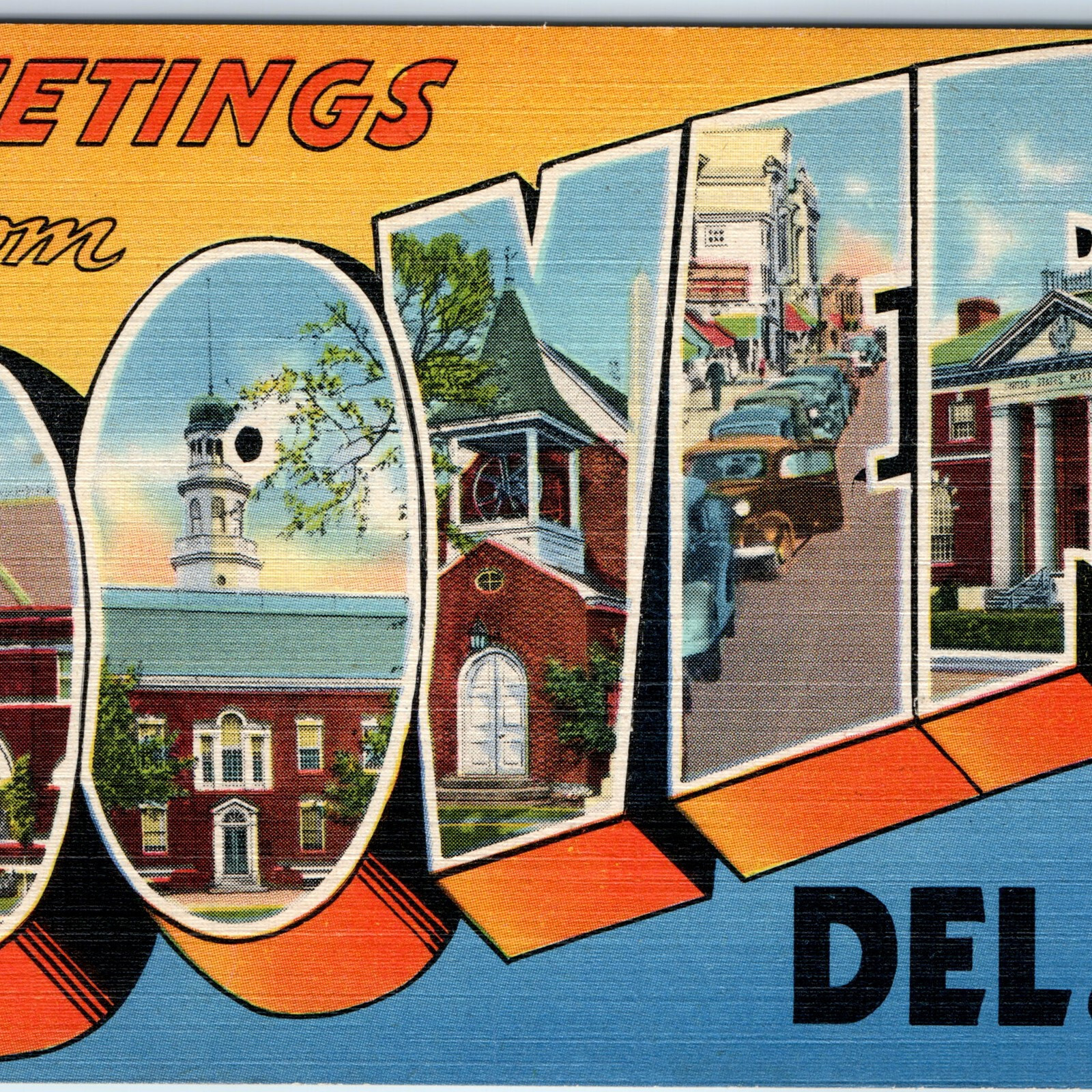 c1940s Dover, DE Greetings from Large Letter 3D Bubble Multi View Linen ...