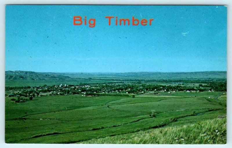 BIG TIMBER, Montana MT ~ Distant PANORAMA Sweet Grass County c1960s-70s ...
