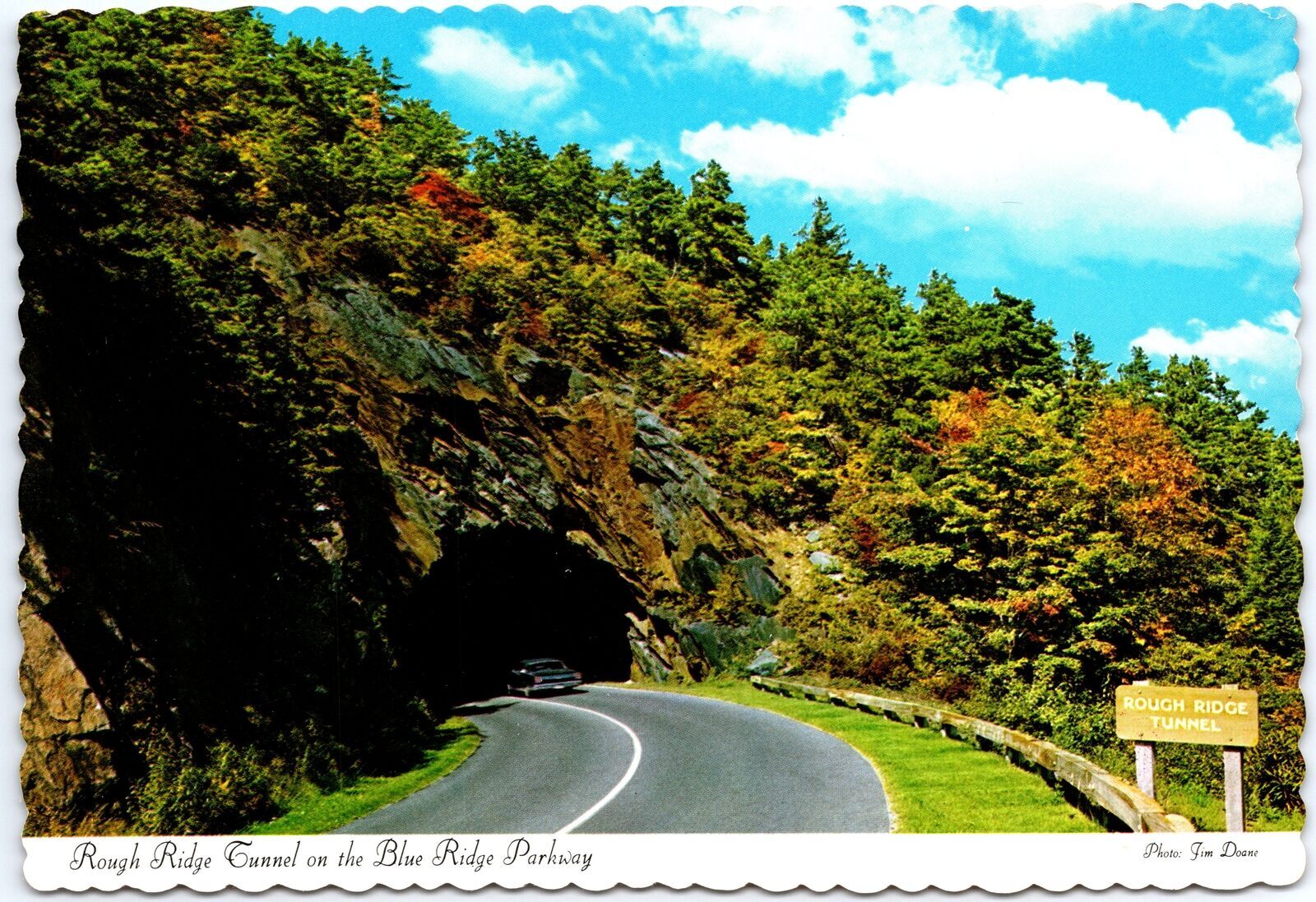 Vintage Continental Size Postcard Rough Ridge Tunnel Blue Ridge Parkway ...