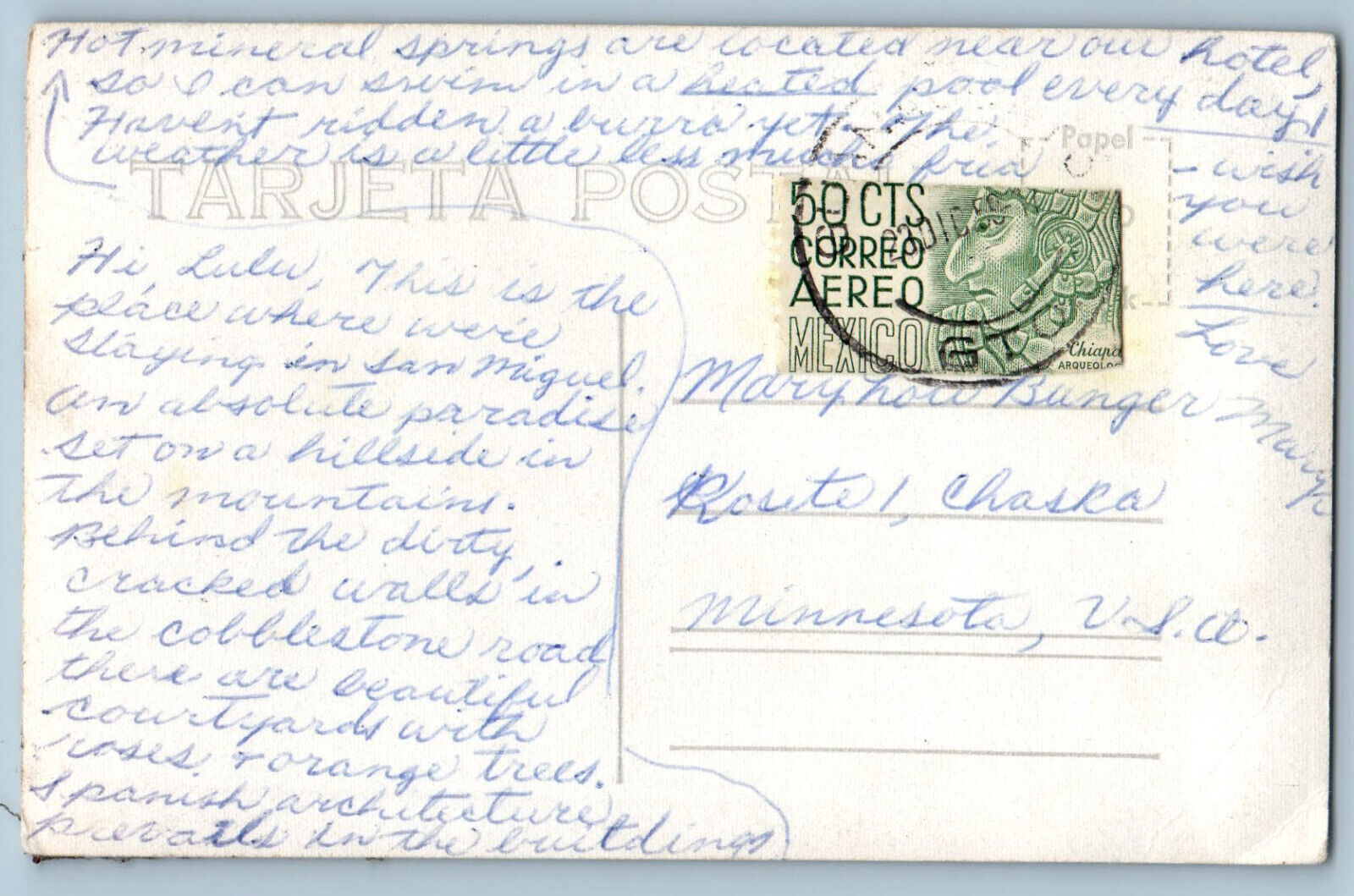 San Miguel De Allende Gto Mexico Postcard Allende Institute c1950's ...