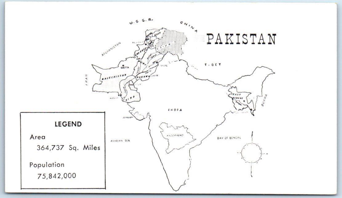 KARACHI HARBOUR, PAKISTAN Fishing Fleet ca 1950s Detailed Map Postcard ...