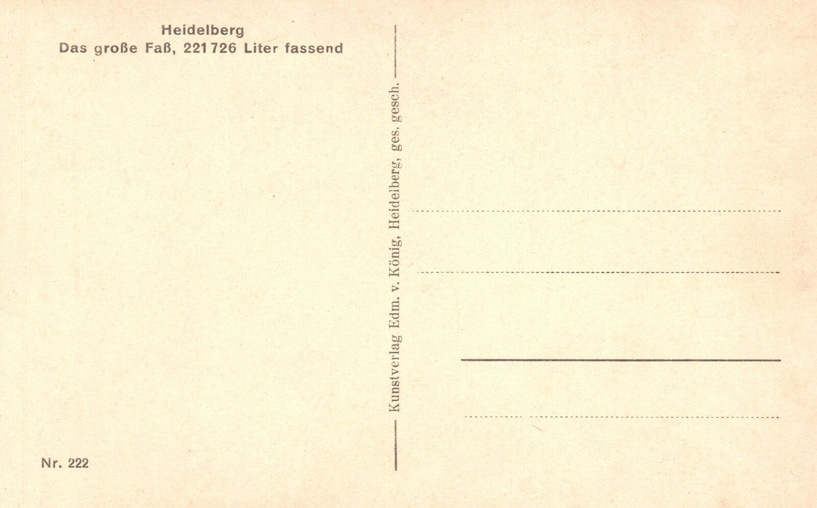 Vintage Postcard Heidelberg Das Grobe Fab 221726 Liter Fassend Germany ...