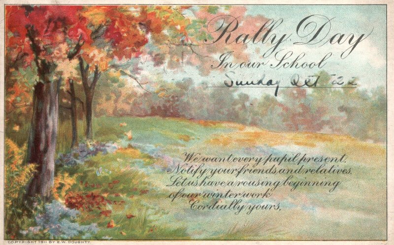 Vintage Postcard 1911 Rally Day In Our School Invitation Notification ...