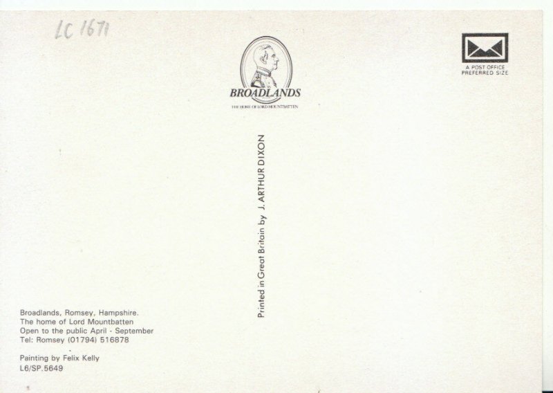 Hampshire Postcard - Broadlands, Romsey - Home of Lord Mountbatten ...