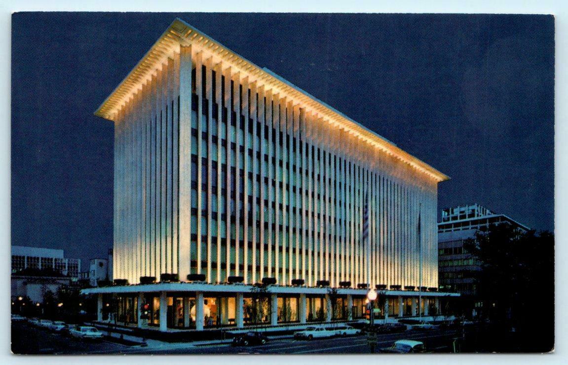 WASHINGTON, D.C. ~ Night View NATIONAL GEOGRAPHIC Headquarters c1960s ...